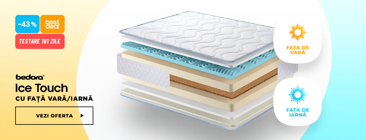 Saltea Ortopedica Bedora Ice Touch 160×200 cm, 7 zone, memory foam ...