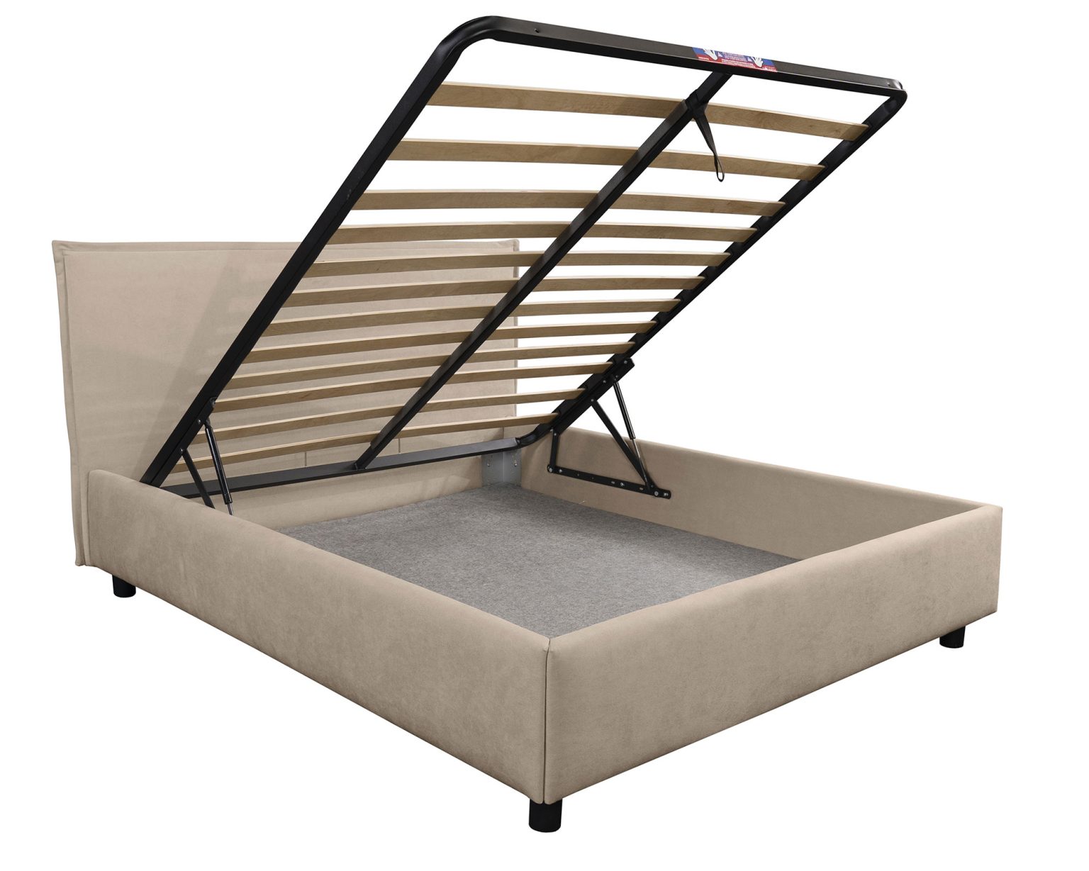 Pat Dormitor Bedora Milano, 160×200 cm, somiera rabatabila, textil, bej ...